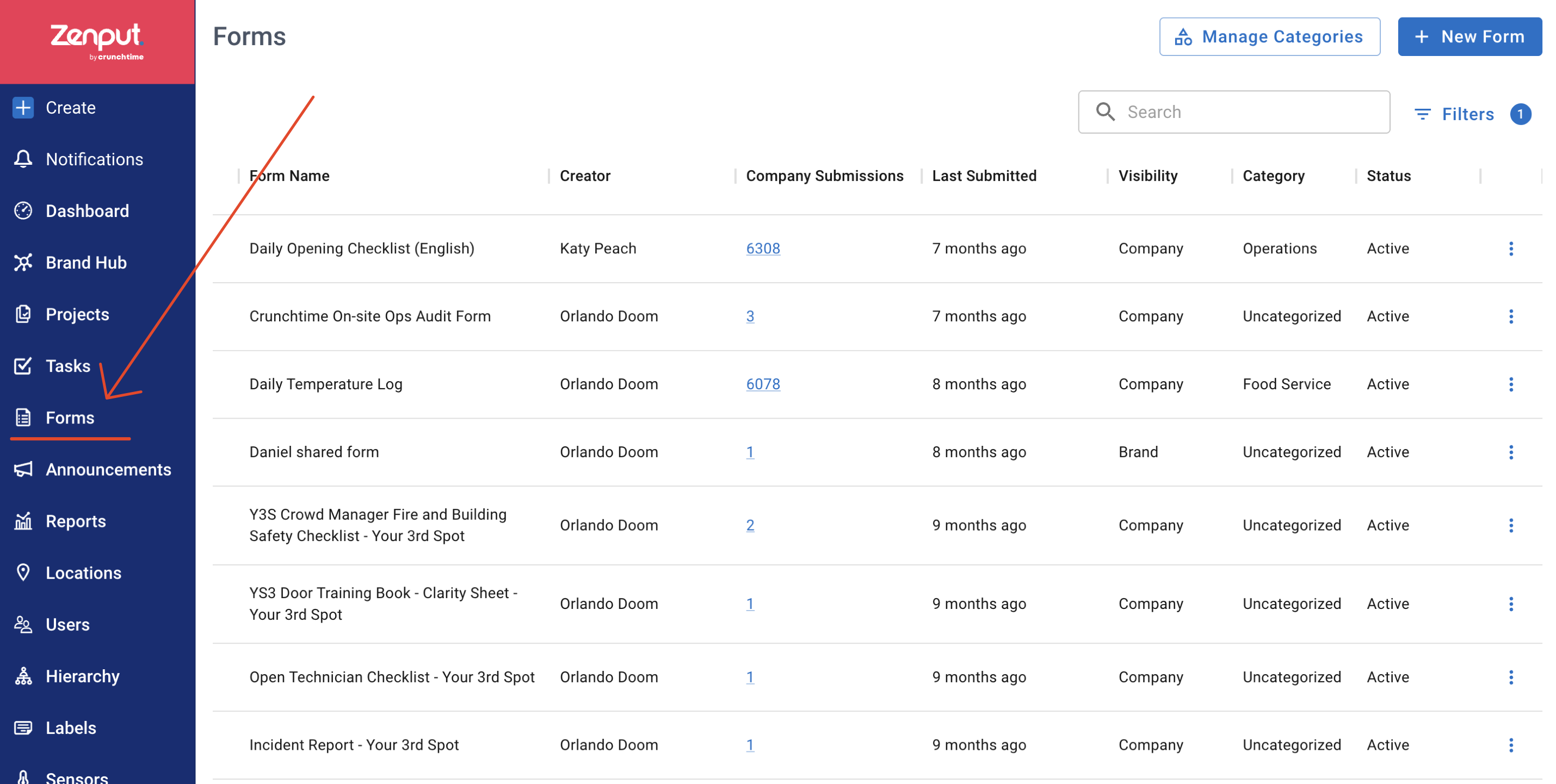 Forms: Create, Edit, Copy, Archive, Delete – Crunchtime Support Services